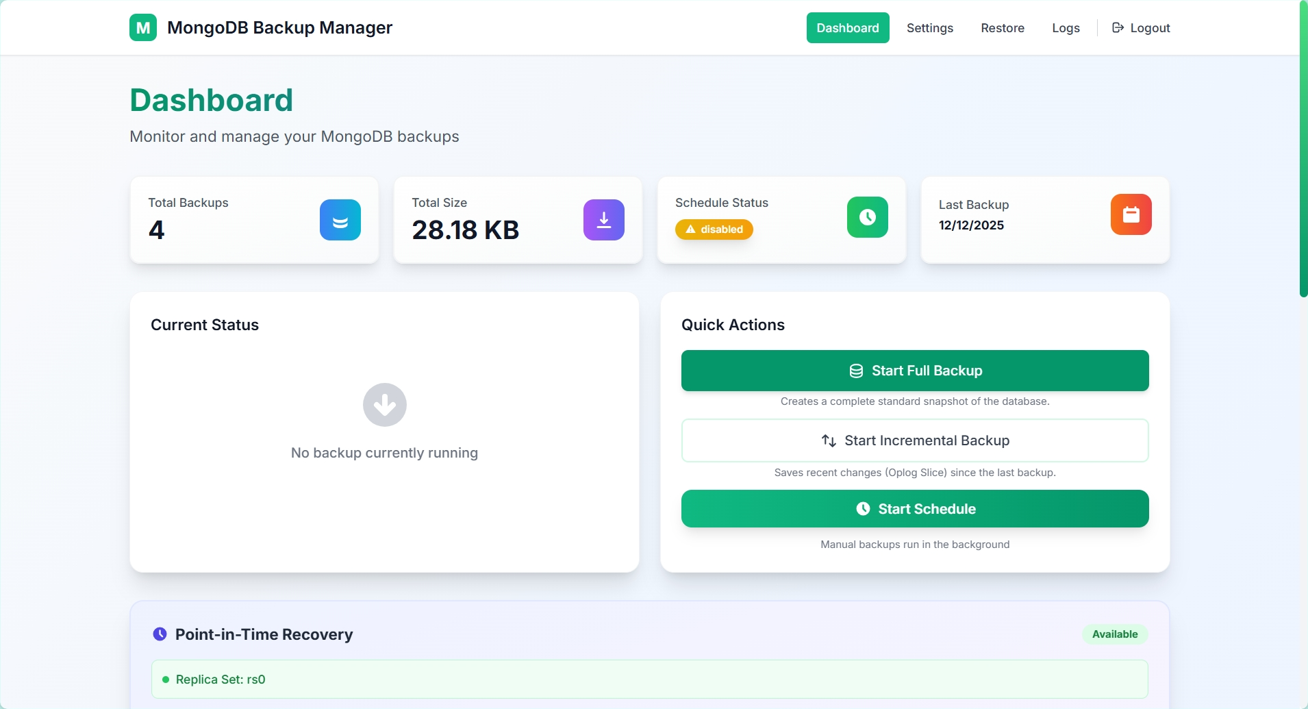 MongoDB Backup Manager - Open Source Database Backup Solution